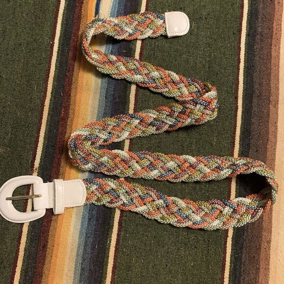 Unbranded | Accessories | Vintage Braided Multicolor Belt White Retro ...